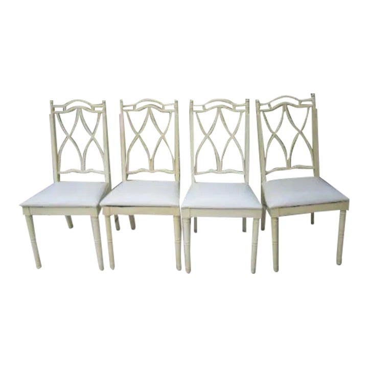 1980s Hollywood Regency Allegro Cream Wood Dining Chairs - Set of 4 ...