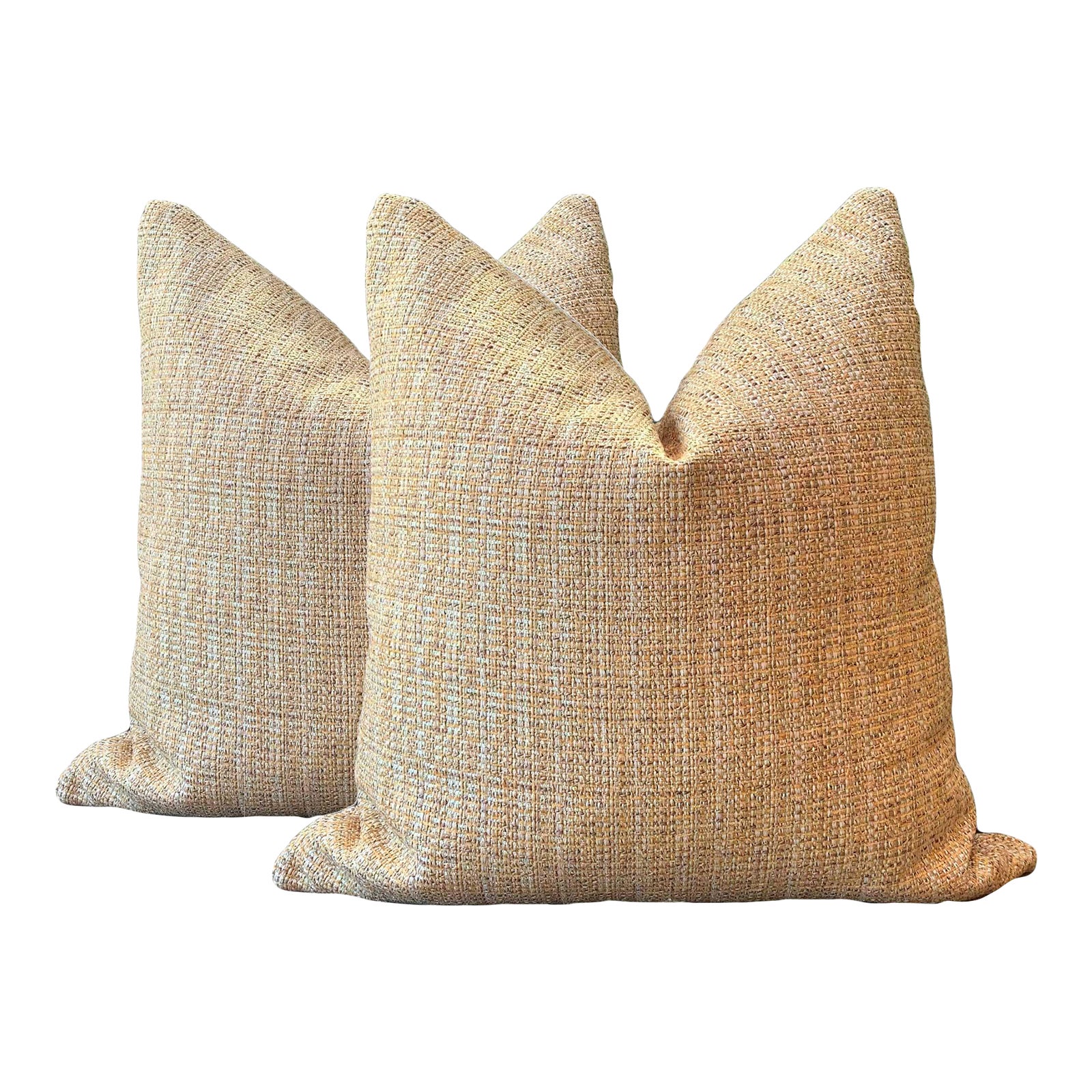 Golden Tweed Pillows - a Pair | Chairish