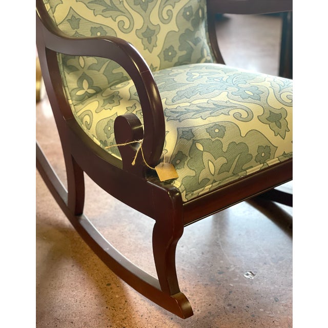 1960s Upholstered Cherry Rocking Chair | Chairish