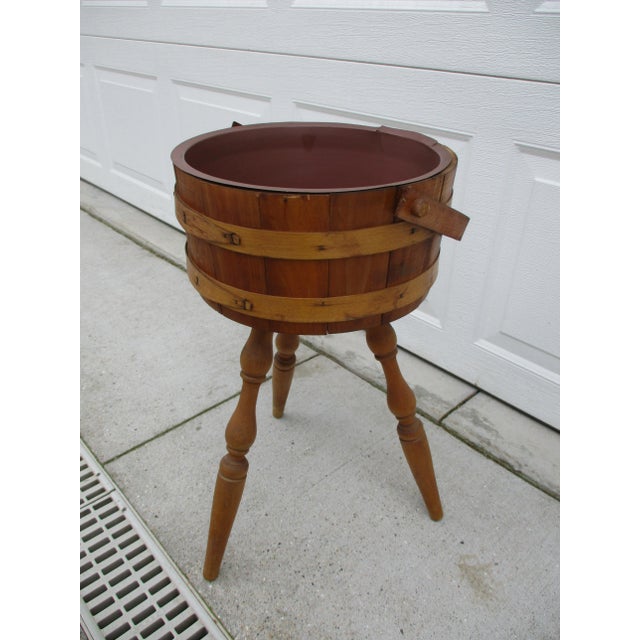 Rustic Country Half-Barrel Three-Legged Plant Stand | Chairish