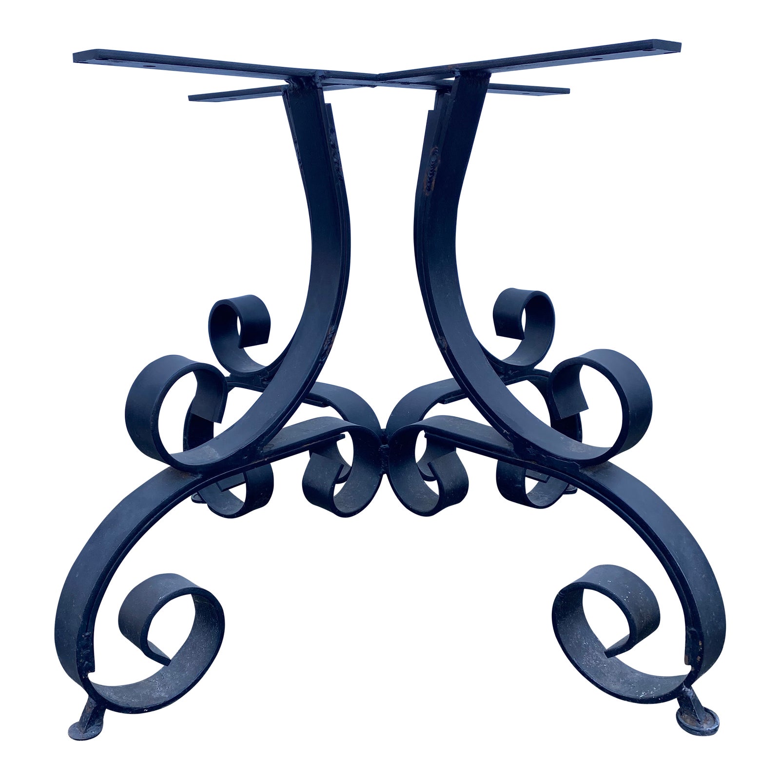 Early 20th Century Hand Forged Iron Pedestal Table Base | Chairish