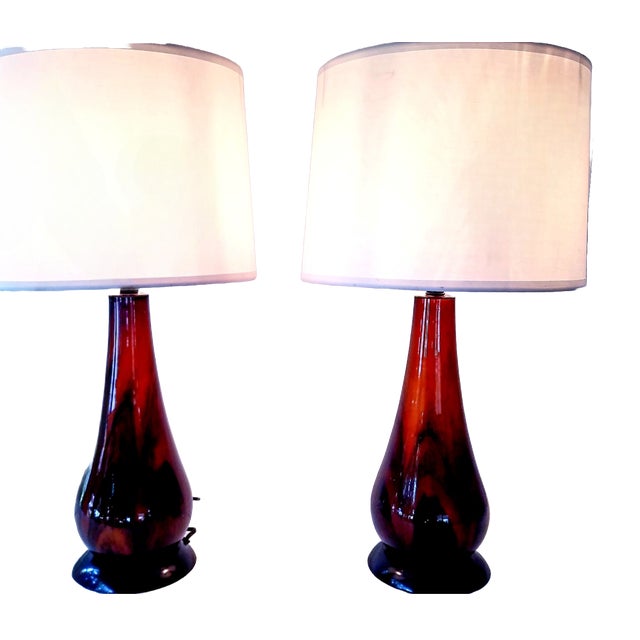 Modern Amber Tortoise Shell Art Glass Table Lamp 3 Lighting Modes With ...