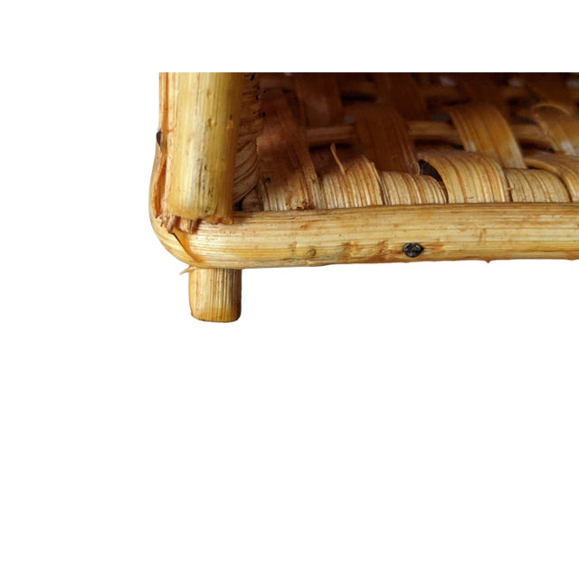 Vintage Woven Rattan Table Top Organizer | Chairish