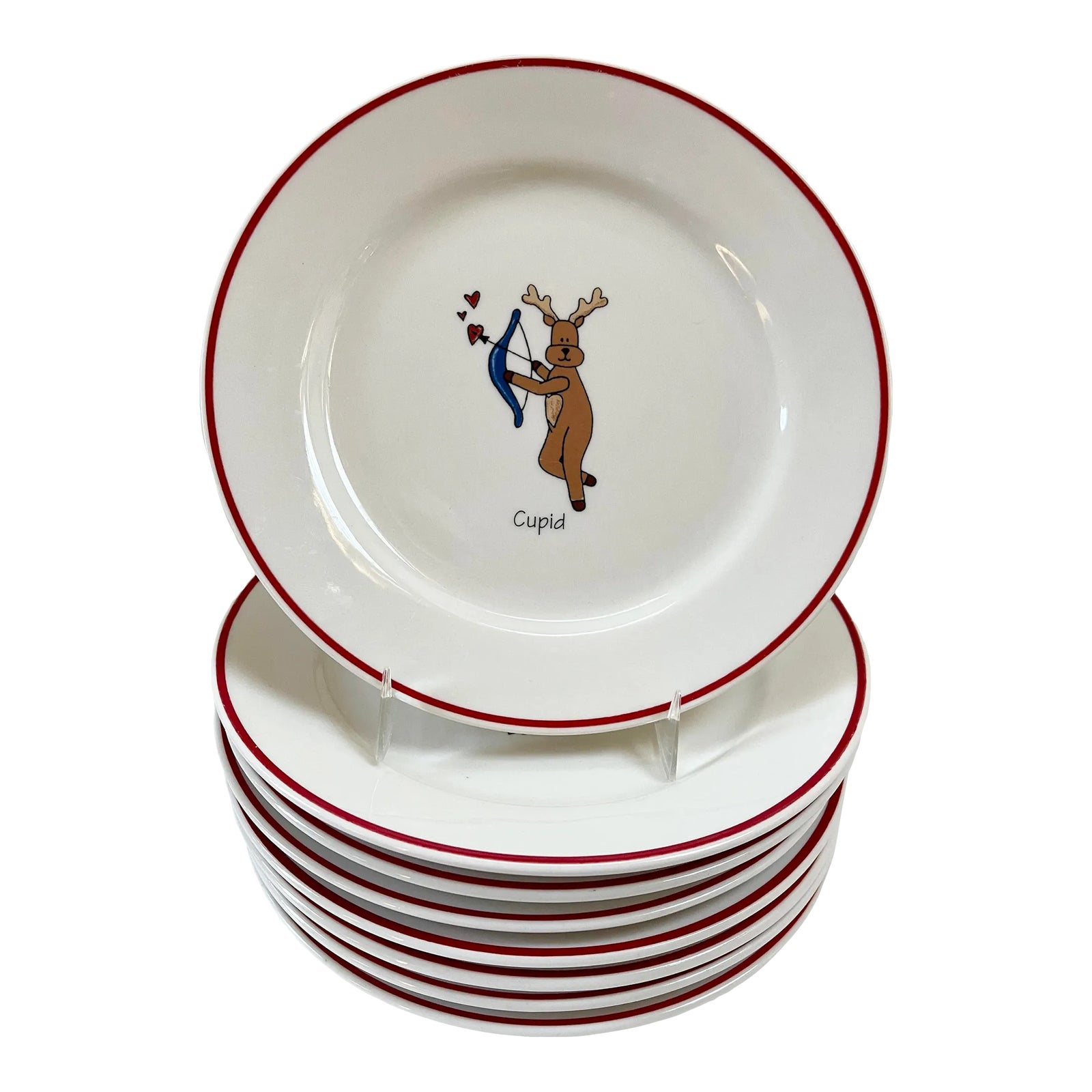 Whimsical Christmas Holiday Reindeer Dinnerware Plates - Set of 8 ...