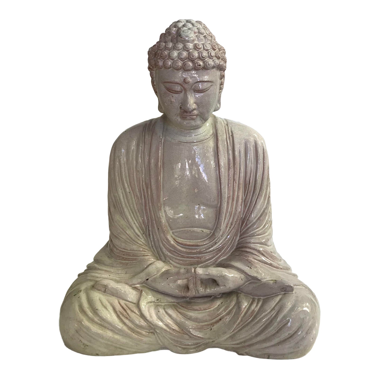 Decorative White Ceramic Buddha | Chairish