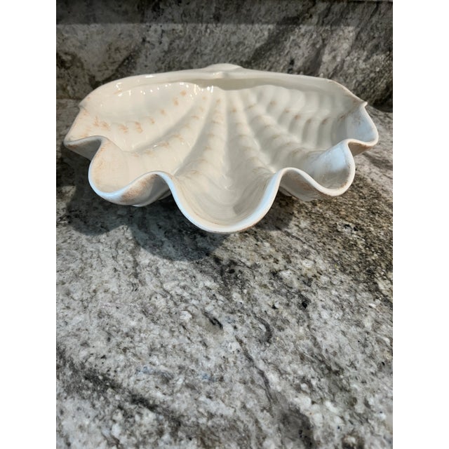 1950’s Decorative Ceramic Clam Shell Bowl | Chairish
