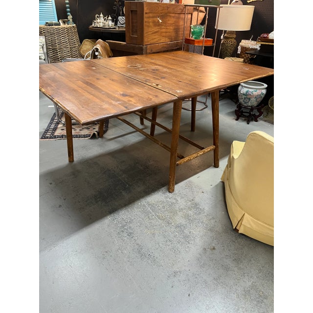 Early 20th Century Antique Handcrafted Knotty Pine Table | Chairish