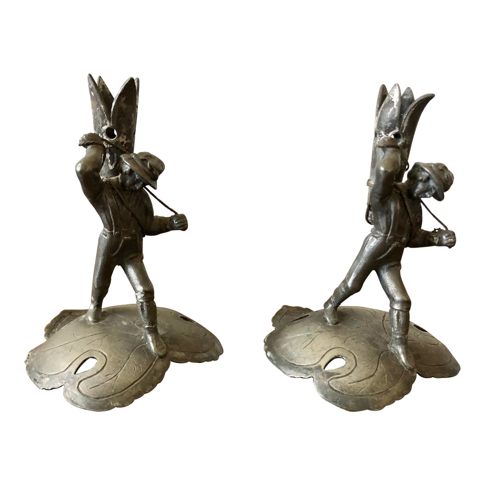 Antique Wilcox Silver Plate Figural Candleholders- a Pair | Chairish