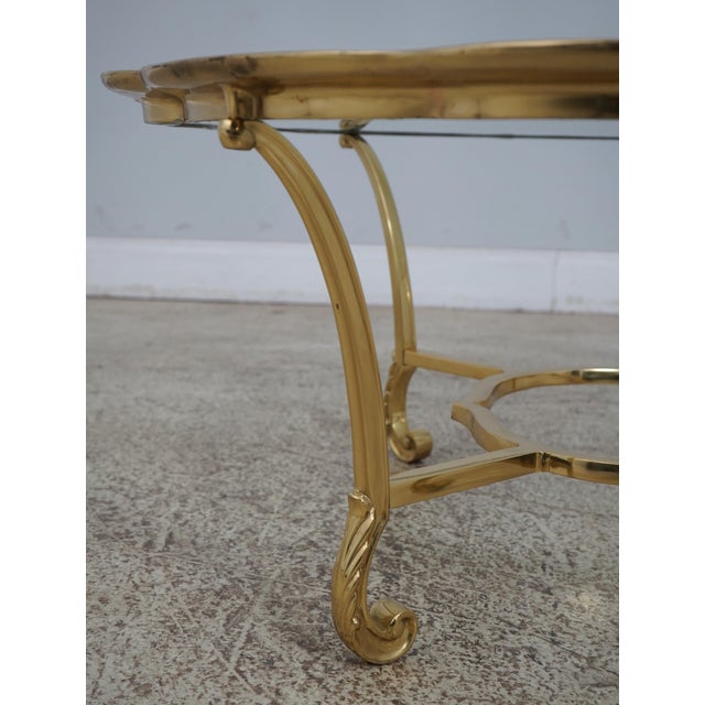 Labarge Large Brass Base Glass Top Coffee Table | Chairish