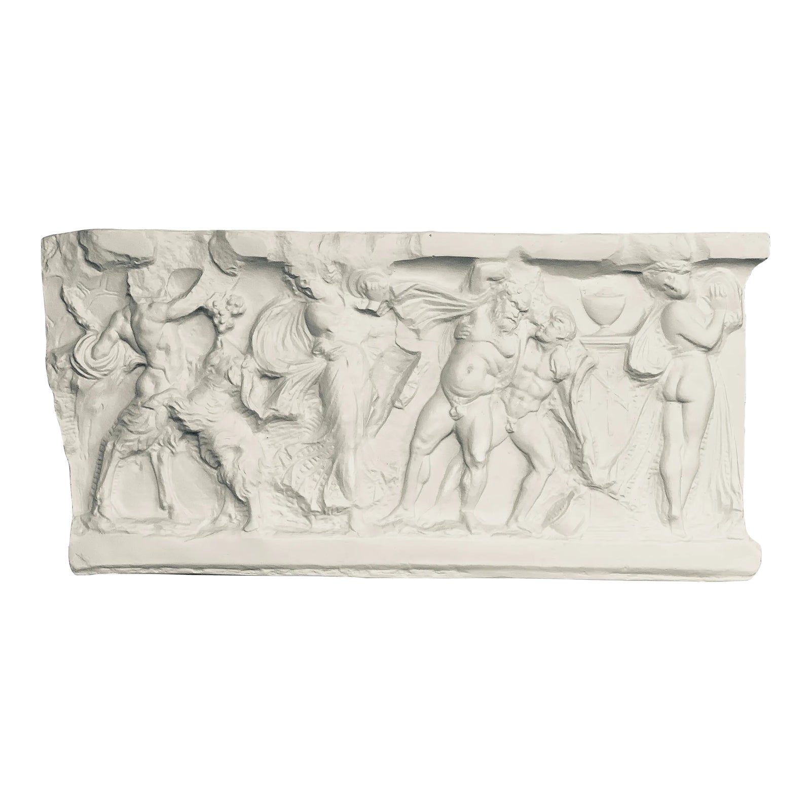 Mid-Century High Relief Wall Sculpture Roman Bacchanal | Chairish