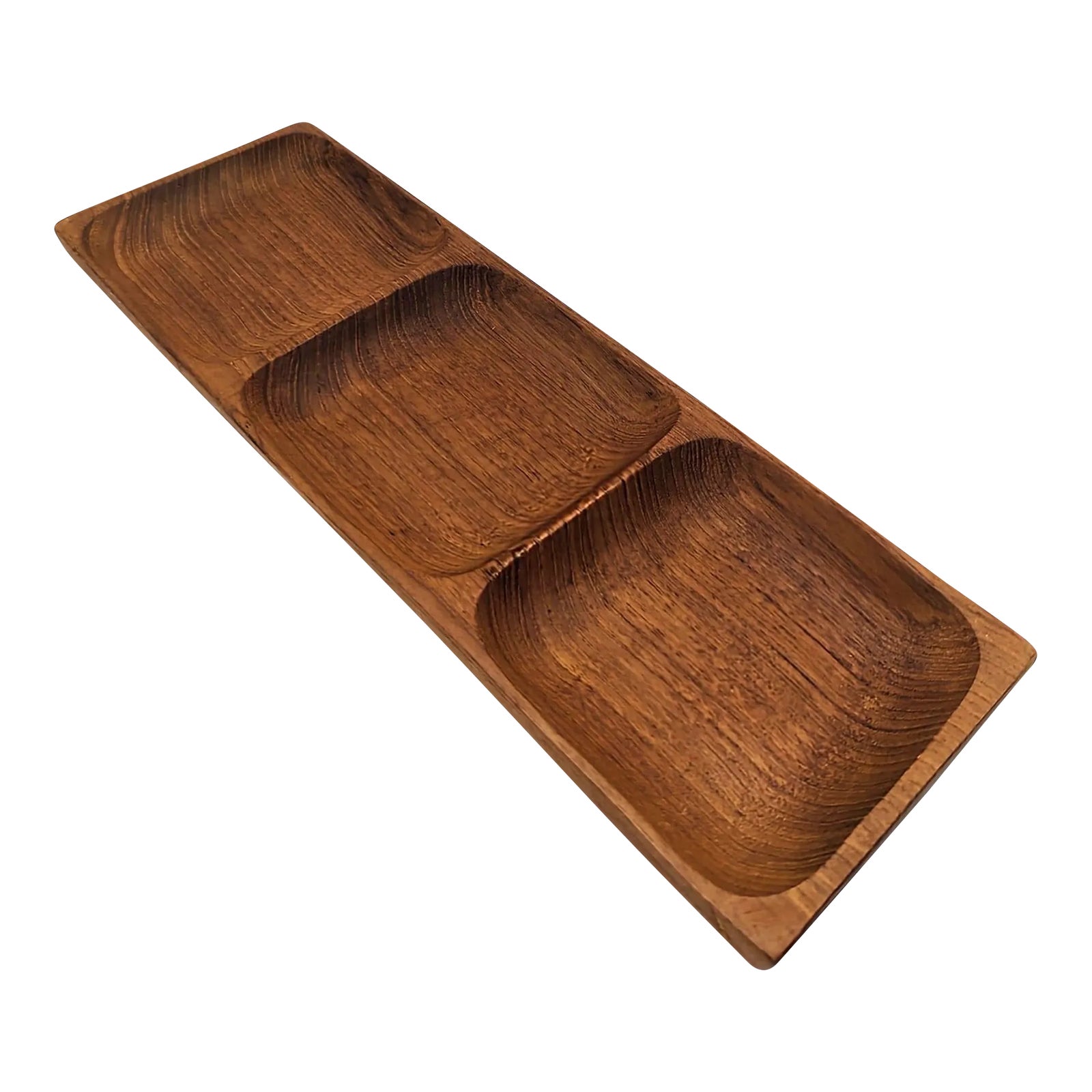 1970s Teak Wood Partitioned Tray Platter | Chairish