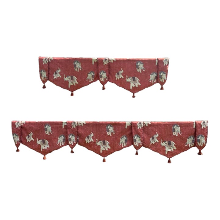 Pair of Custom Cornices, With Elephant Pattern | Chairish