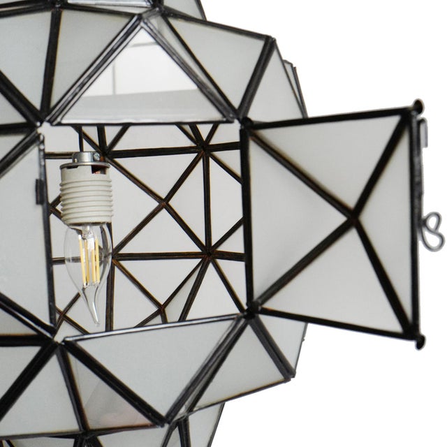 Vintage Frosted Prism Stack Asian Modern Pendant Light | Chairish