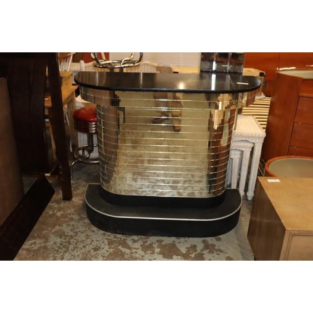 1930s Art Deco Modernist Demilune Mirrored & Black Bakelite Bar | Chairish