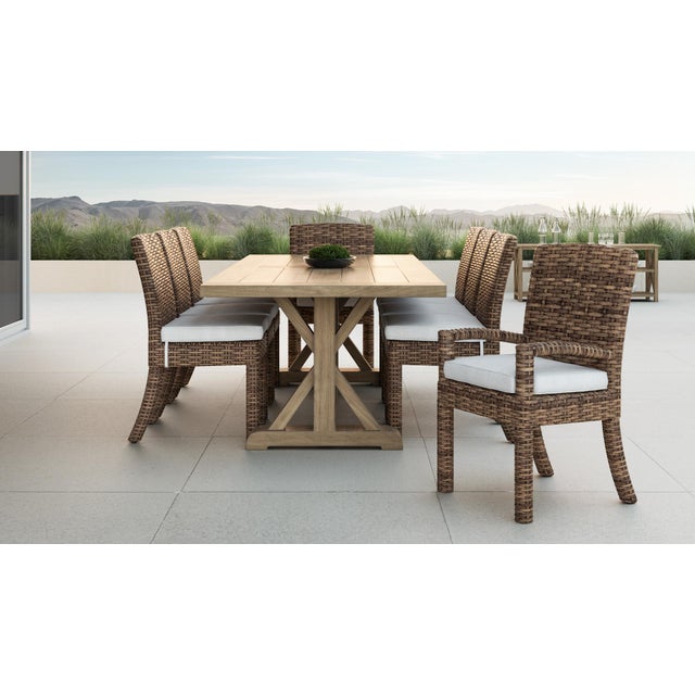 Coastal Teak 94" Trestle Dining Table | Chairish