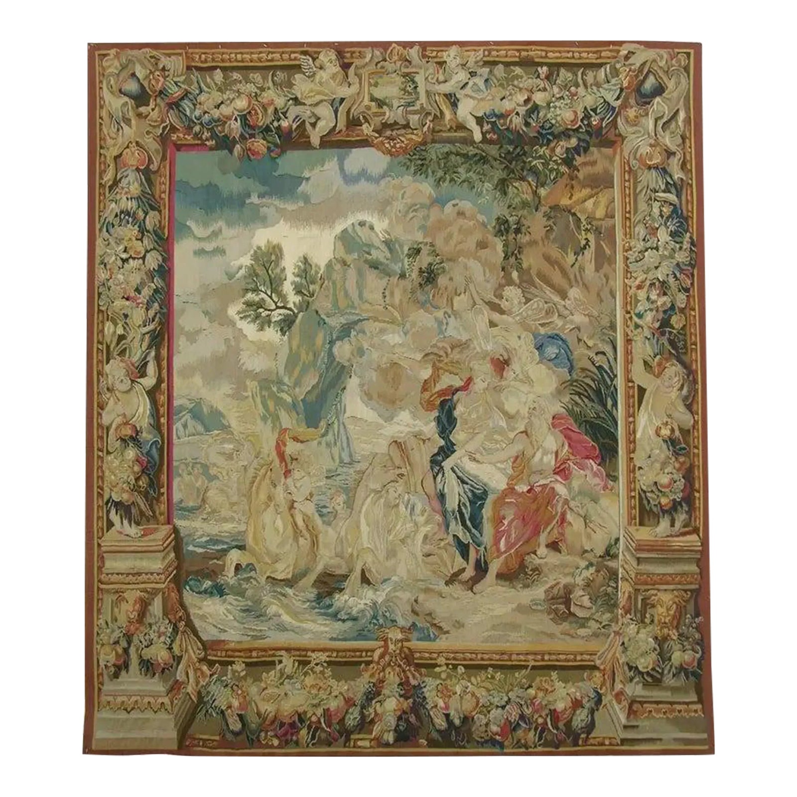 Vintage Tapestry Depicting Angels | Chairish