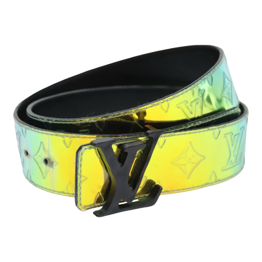 Louis Vuitton Monogram Prism Ceinture Lv Shape Belt Black M0251 Lv Auth ...