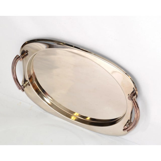 Art Deco Polished Steel & Silver Serveware Platter Barware Serving Tray ...