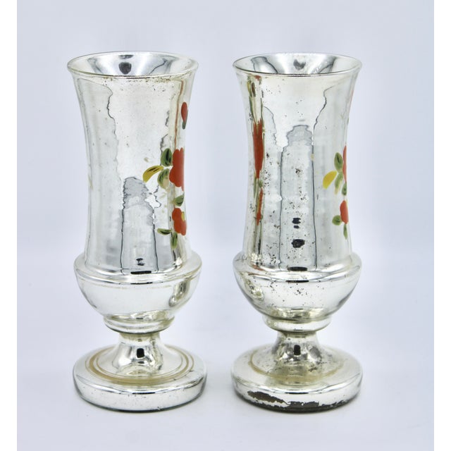 Mid Century Vintage Silver Mercury Glass Vases A Pair Chairish