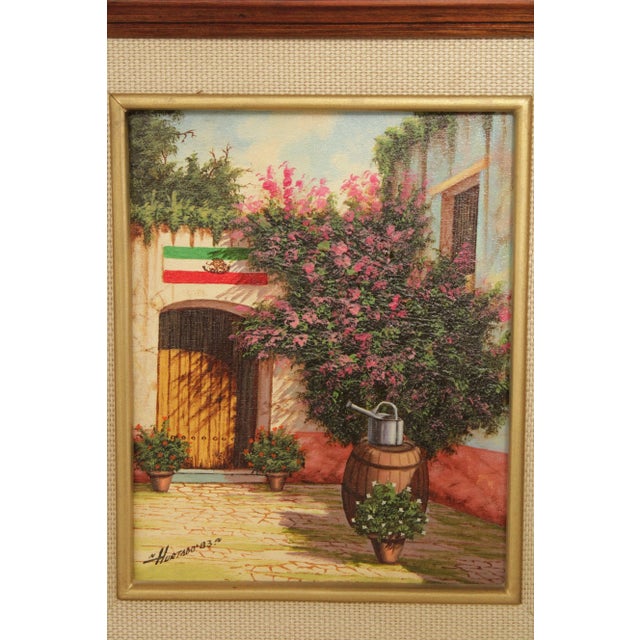 1980s Francisco Hurtado Esquivel Mexican Courtyard Original Painting ...