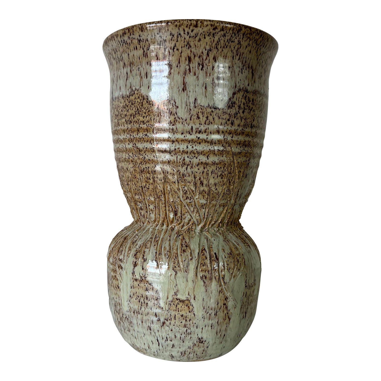 Vintage Sladek Speckled Glaze Art Pottery Vase | Chairish