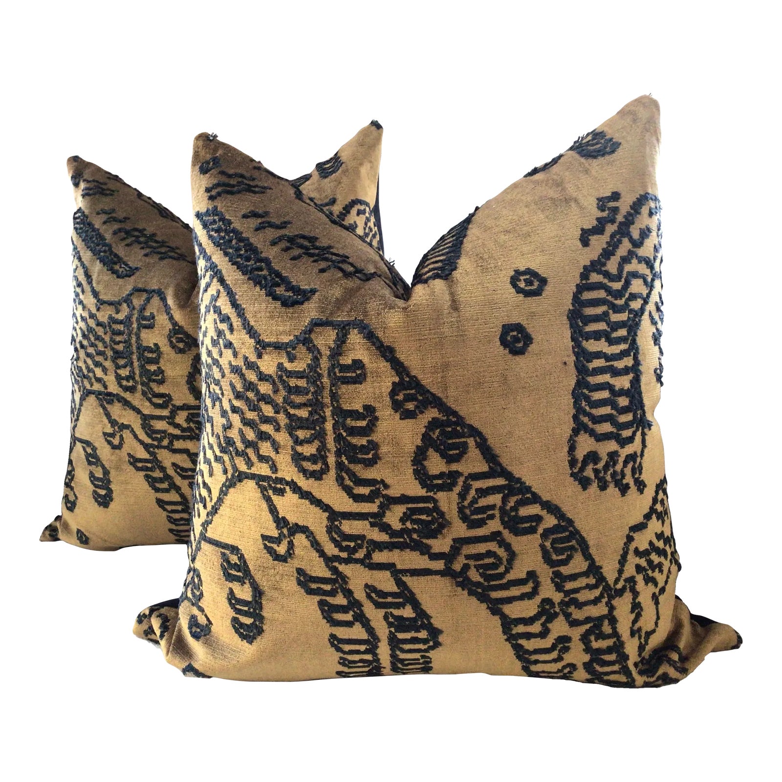 Dedar Tiger Mountain in “Fauve” 22” Down Filled Pillows - A Pair | Chairish