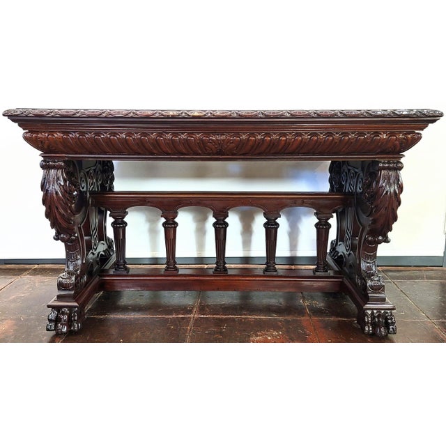 R. J. Horner Italian Renaissance Style Library Console Table Desk Two ...