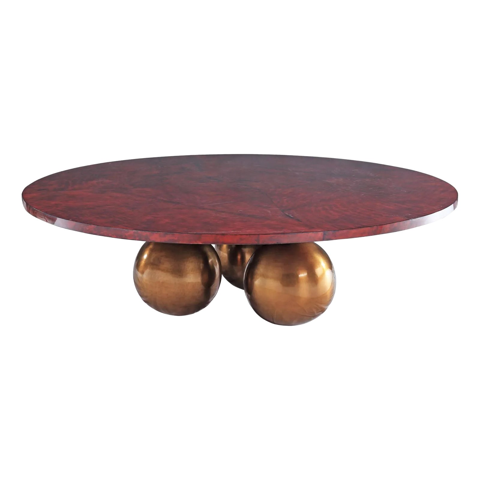 Globular Coffee Table (eggplant Parchment, Polished Brass) | Chairish