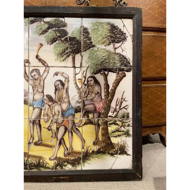 18th/19th Century Portuguese Tile Painting of Native Americans | Chairish