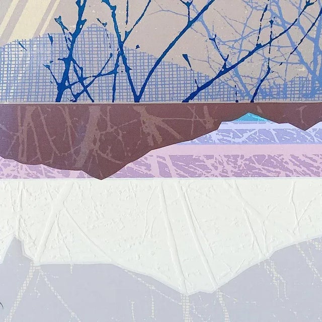 Late 20th Century Mixed Media Collage Depicting Winter Landscape With ...