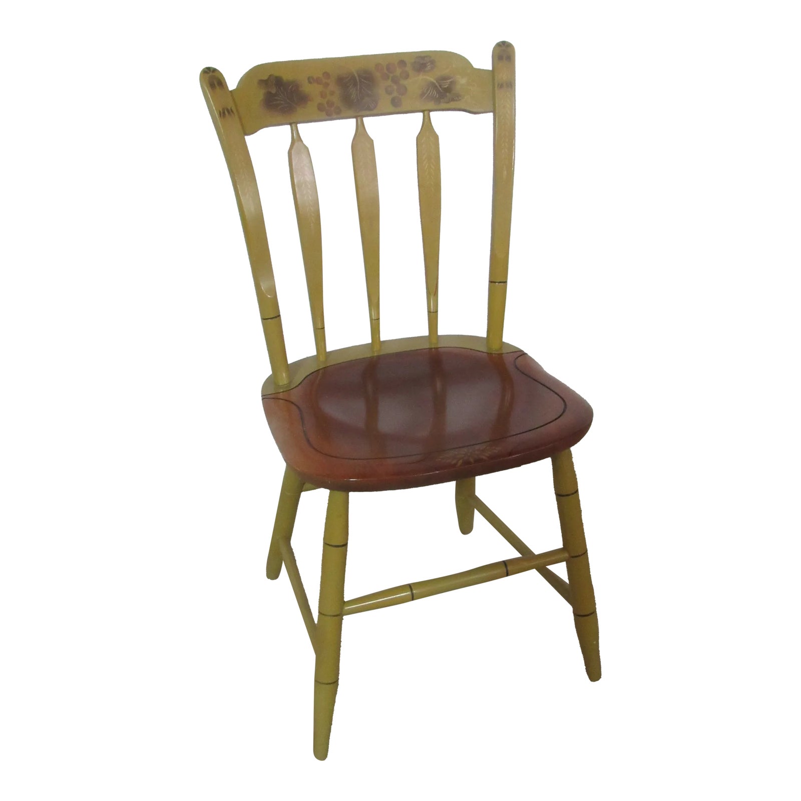 1980s Hitchcock Mustard Farmhouse Dining Room Kitchen Chair | Chairish