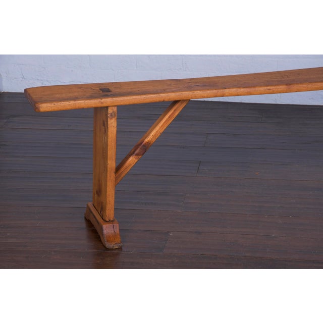 19th Century Country French Farmhouse Mixed Wood Harvest Bench | Chairish