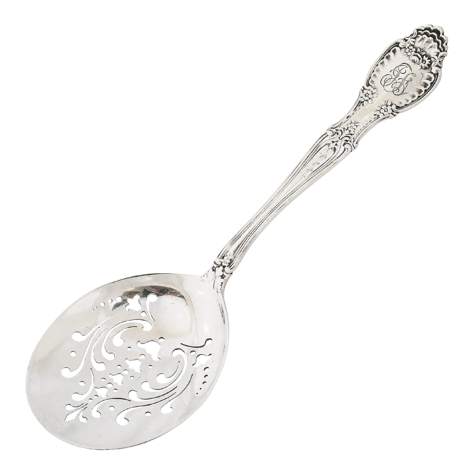 Tiffany and Co. 19th Century Sterling Scalloped Floral Pierced Serving ...