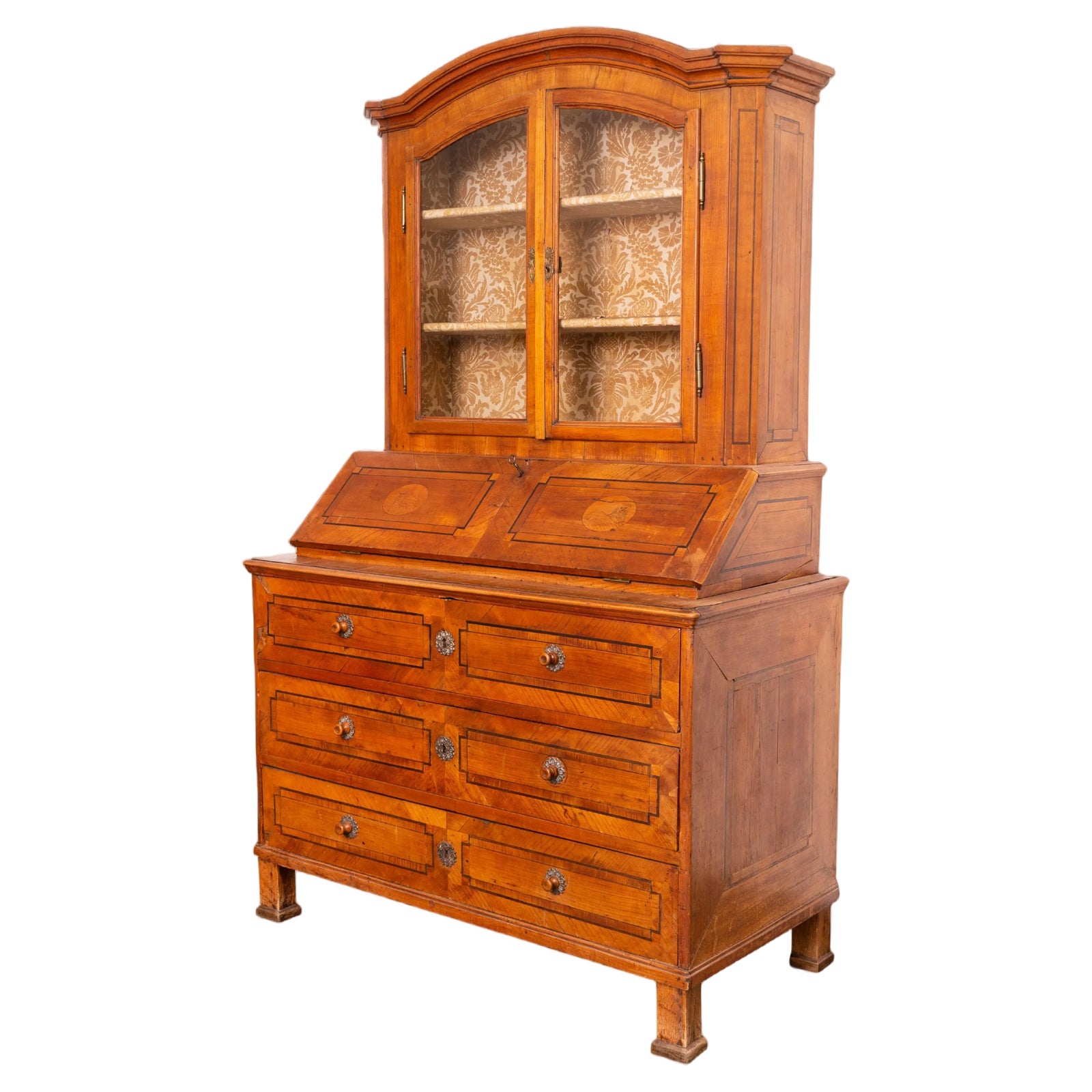Copf Style Inlaid Cherrywood Secretaire Cabinet, 1800s | Chairish
