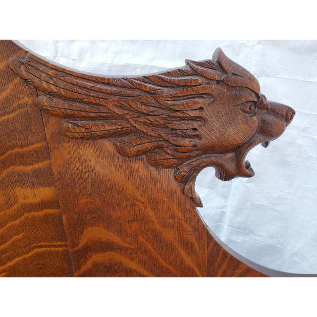 Victorian Lion Carved Double Hall Seat / Hall Tree With Hooks, Mirror ...