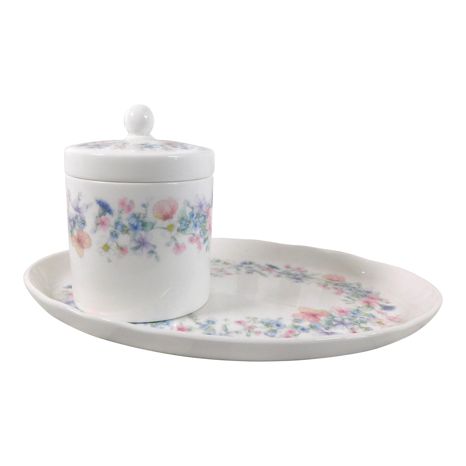 1980s Wedgwood Angela Vanity Tray and Covered Ring/Trinket Dish | Chairish