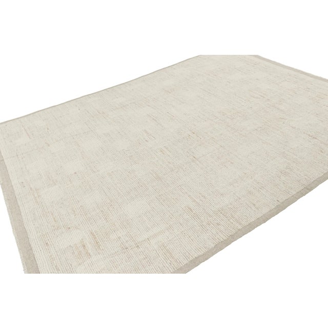 Rug & Kilim’s Modern Textural Rug in Cream White With Ribbed Patterns ...