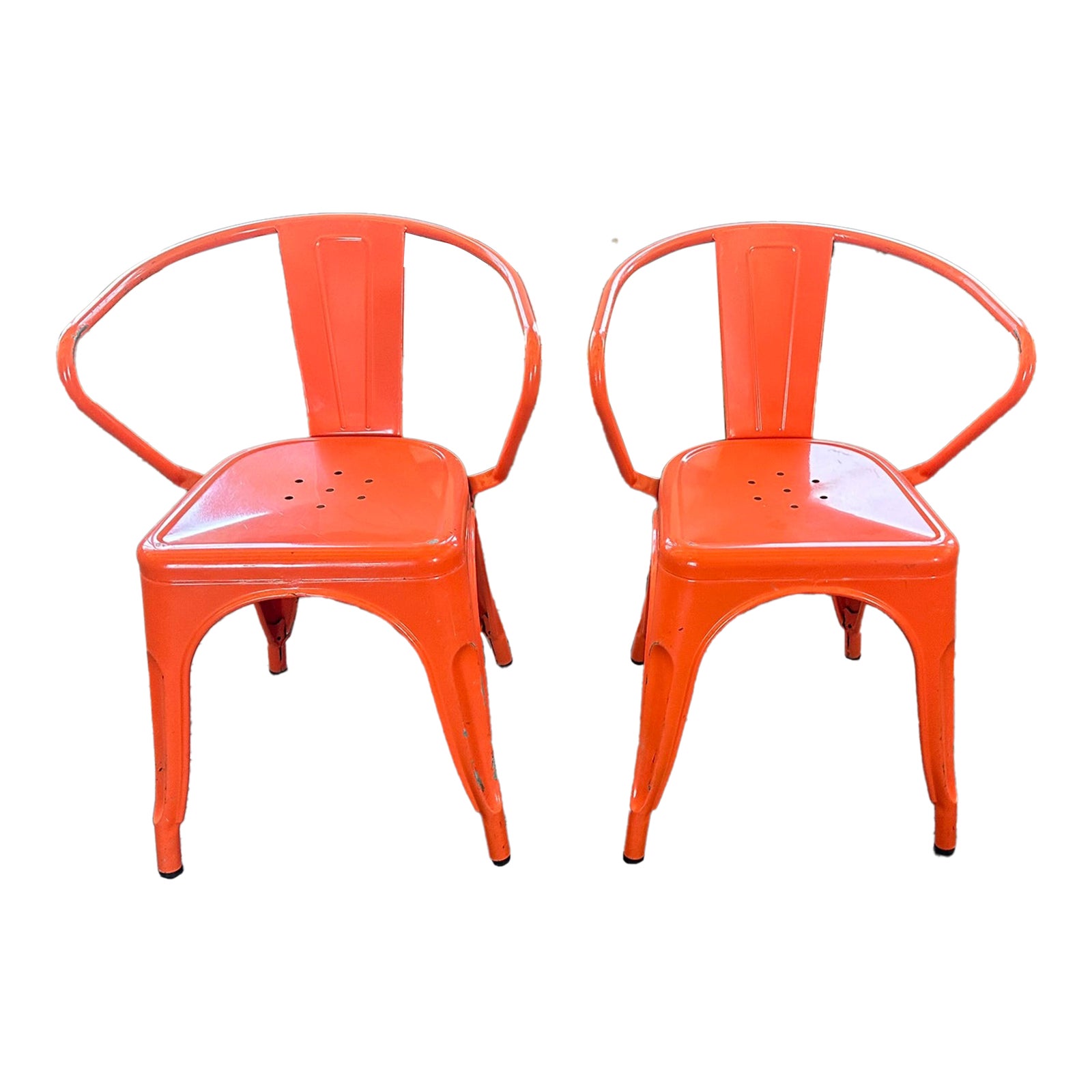 5 Vintage Tolix Style Stackable Dining Side Chair Iconic Orange | Chairish