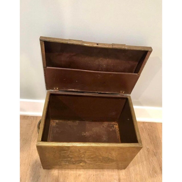 Early 20th Century Hammered Brass Kindling Box | Chairish