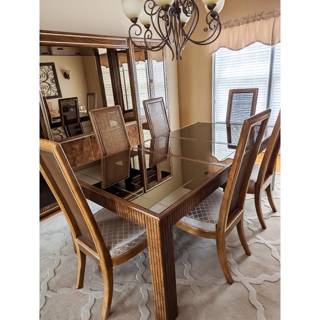 1980s Vintage American of Martinsville Burl Wood Dining Room Table ...