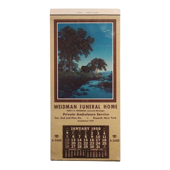 Vintage Maxfield Parrish Funeral Home Calendar for Weidman Funeral Hom ...