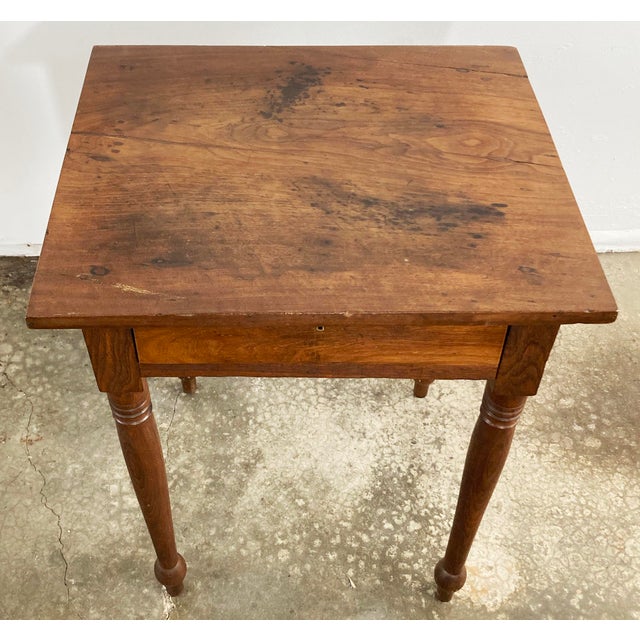 Antique Wood Side Table With Single Drawer | Chairish