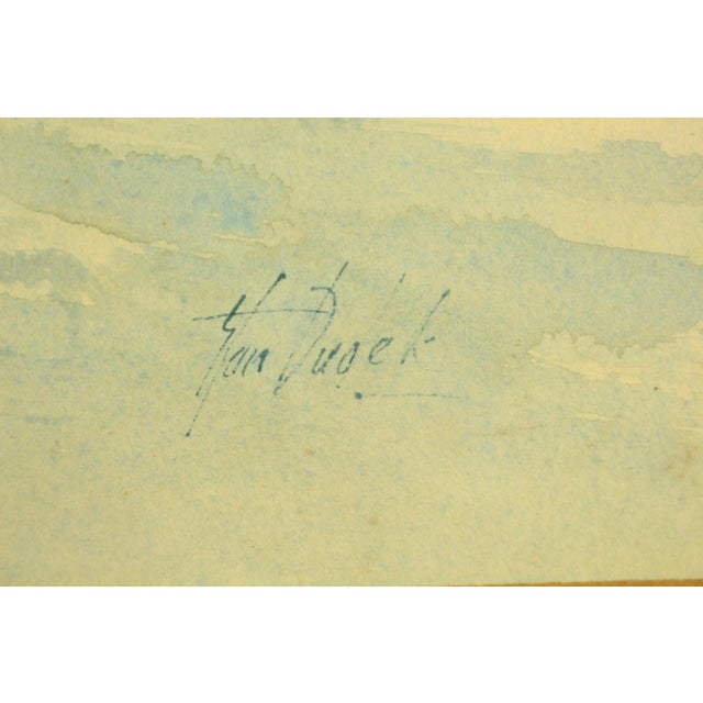 Vintage Stanley Dudek Framed American Watercolor Painting of a Winter ...