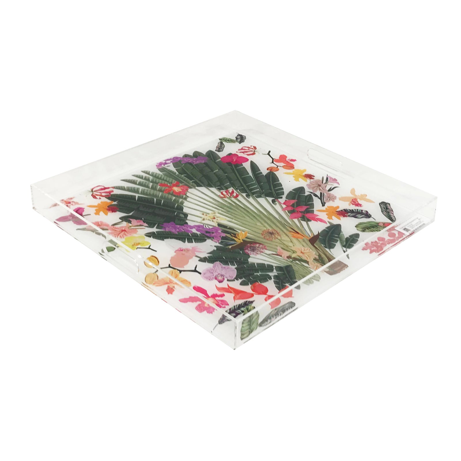Nicolette Mayer Fantasy Tropical White 18"x18" Acrylic Trays | Chairish