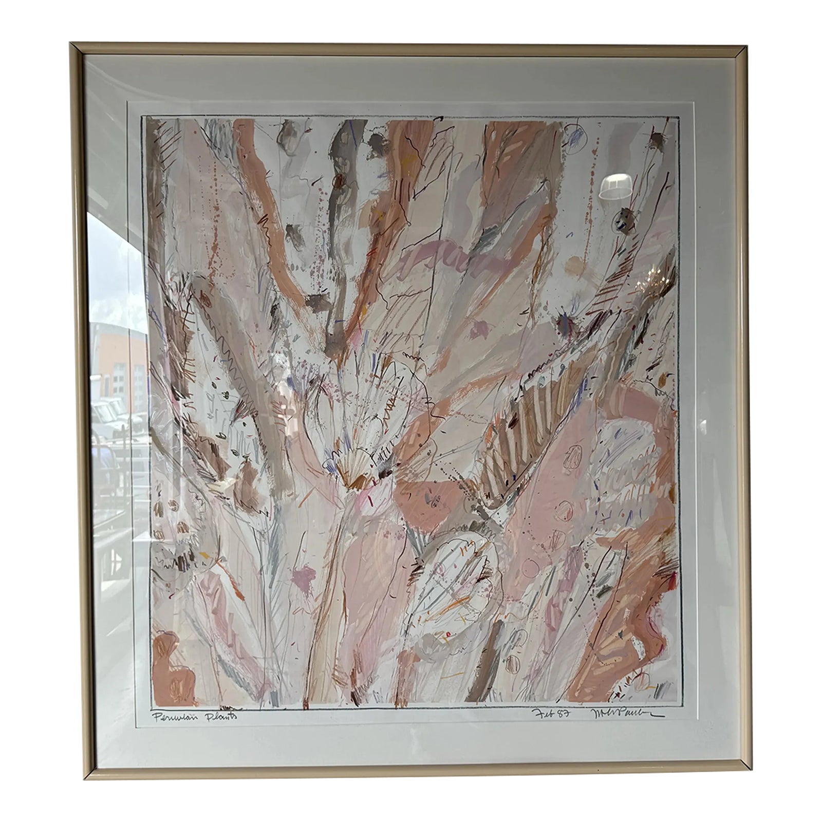 1987 Vintage " Peruvian Plants " Expressionist Abstract Painting ...