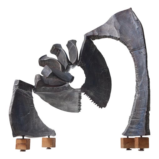 Abstract Sculpture in Metal & Wood by Simon Benetton, 1971 | Chairish