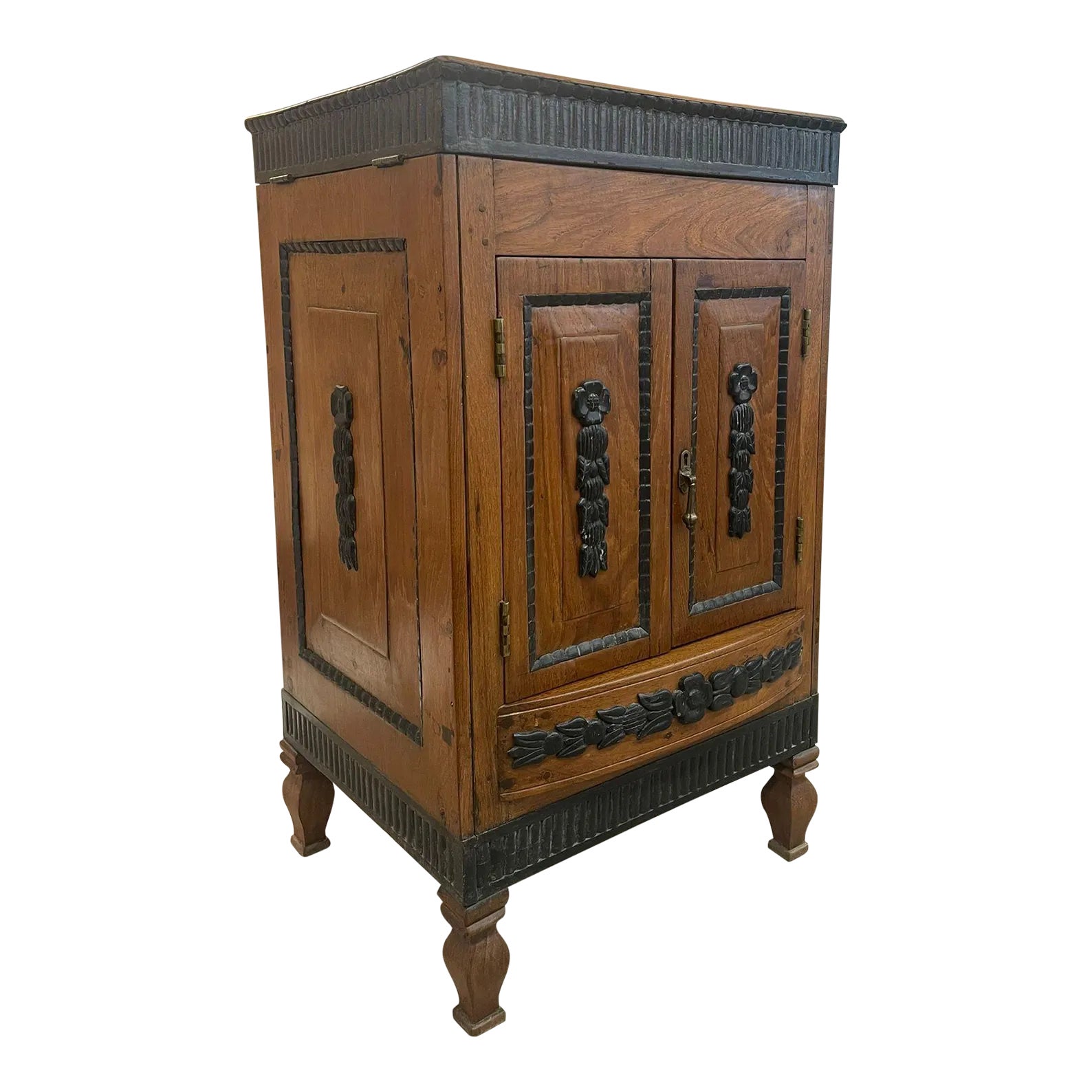 1970s Vintage Dutch Colonial Style Cabinet With Carved Wood Accents ...