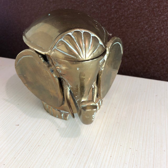 Mid-Century Modern Brass Elephant Box With Lid | Chairish