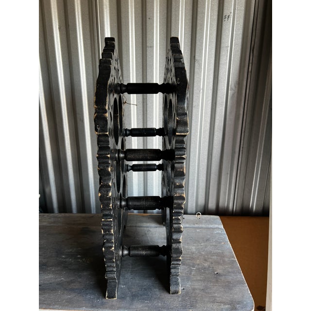 Early 20th Century Black Gothic Carved Wine Rack | Chairish