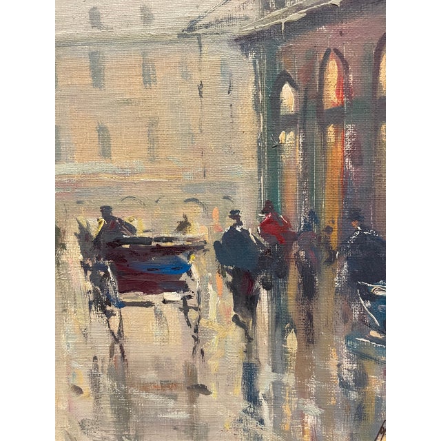 Vintage Oil Painting of Parisian Cityscape on Board by French Artist ...